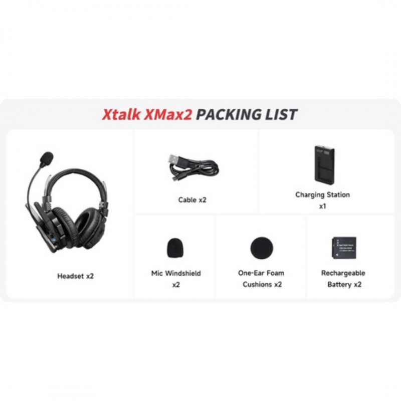 Synco XTalk XMax-2 2.4GHz 2-Person Full-Duplex Wireless Intercom Headset System